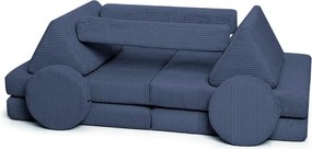 Velký multifunkční skládací bunkr z manšestru SOFA PURE Zvolte barvu: Tmavě modrá