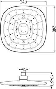 Mexen příslušenství, sprchová hlavice 24 x 24 cm D-17, černá, 79717-70