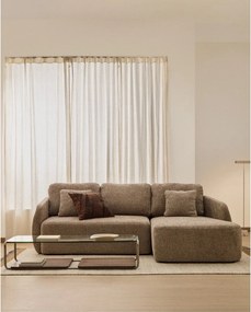 Taupe žinylková rozkládací rohová pohovka (pravý roh/s lenoškou) Laira – Kave Home