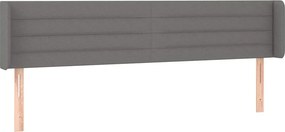 Čelo postele s LED tmavě šedé 183 x 16 x 78/88 cm textil 3123391