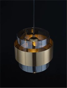 Nova Luce Závěsné svítidlo SIANNA kouřové sklo mosazný zlatý kov E27 1x12W