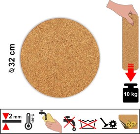 PokojovaDekorace.cz, Korkové prostírání přírodní kulaté - 521, 32 cm, 1 ks