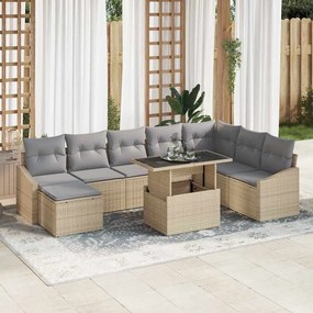 Set pohovek 9 ks Béžová a Světle šedá polyratan 3349056