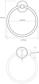 Sapho, X-ROUND BLACK držák ručníků kruh, černý, XR411B