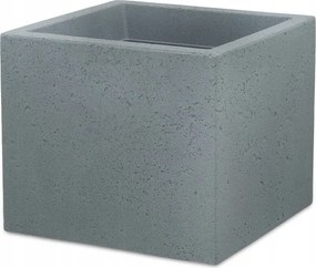 Šedý čtvercový květináč jako betonový Scheurich C-Cube Stony Grey 40