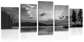 5-dílný obraz odraz horského jezera v černobílém provedení Varianta: 200x100