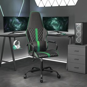 vidaXL Masážní herní židle zelená a černá umělá kůže