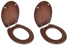 WC sedátka s víky 2 ks MDF hnědá 275909