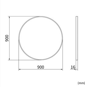 Erga Round, kulaté zrcadlo 90cm, černý rám, ERG-V01-ROUND-9090-BK