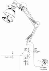 Stolní lampa WORKER 1xE27/10W/230V bílá