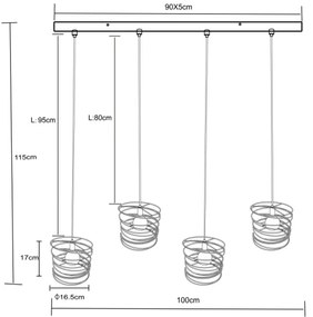 Globo 15640-4H - Lustr na lanku TILLY 4xE27/60W/230V černá