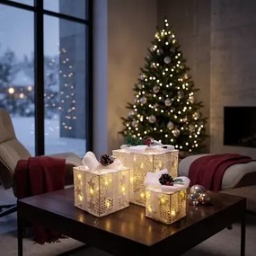 Solight sada 3 LED vánočních dárků bílá / Vánoční LED dekorace / 48x L