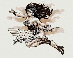 Malování podle čísel wonder woman černobílý plakát iv, 40x50 cm, bez rámu a bez vypnutí plátna