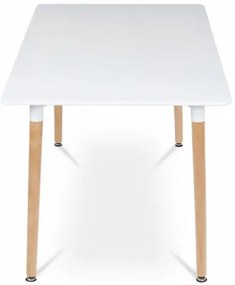 Jídelní stůl 120x80x74 bílý matný lak dřevěné nohy DT-304 WT