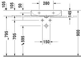 Duravit DuraSquare- Umyvadlo, broušené na desku, 60x47 cm, bílá 2353600071