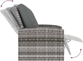 vidaXL Zahradní polohovací křeslo s poduškami polyratan [364105] Barva: světle hnědá