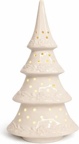 LED dekorace keramický stromeček, 15 × 9,2 × 29 cm, teple bílá, 2× LR44