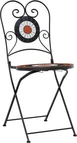 Mozaikový bistro set terakotový a bílý železo a keramika 3216355
