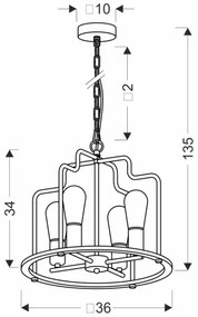 Lustr na řetězu DATUS 4xE27/40W/230V černá/hnědá