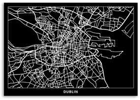 Obraz na plátně Mapa města Dublin - 60x40 cm