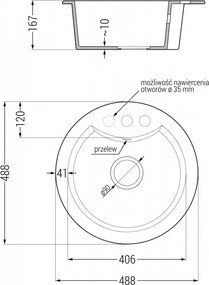 Mexen Diego - dřez granitový 48,8x48,8cm, 1-komorový, béžová, 6512481000-69