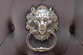 Designová barová židle Queen Lví hlava šedý samet