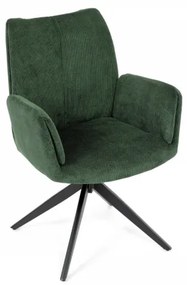 Jídelní židle zelená látka, otočný mechanismus 180°, černý kov HC-993 GRN2