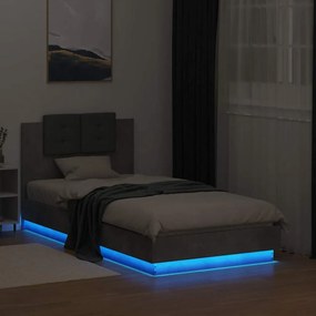 Rám postele s čelem a LED osvětlením betonově šedý 75 x 190 cm 3210069