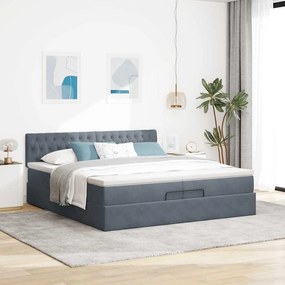 Osmanský rám postele s matrací tmavě šedá 200x200 cm samet 3311868