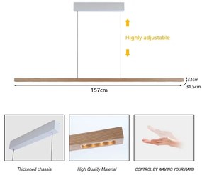 Immax NEO 07310L-LED Stm lustr na lank se senzorem MADEIRA 37W/230V 157 cm jasan