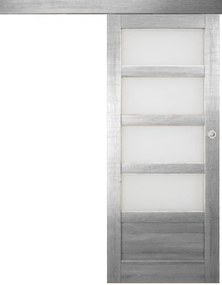posuvné interiérové dveře na stěnu vasco doors BRAGA model 5 Průchozí rozměr: 70 x 197 cm, Orientace dveří: Levé dveře, Dekor: Bílá