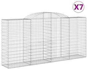 vidaXL Klenuté gabionové koše 7 ks 300x50x140/160cm pozinkované železo