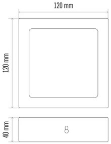 Emos lighting LED přisazený panel d. 120 mm, 6W, čtvercový Teplota světla: 4000 K, Barva materiálu: Stříbrná