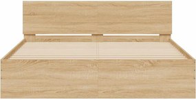 Rám postele s čelem a LED osvětlením dub sonoma 160 x 200 cm 3207597