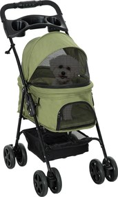 PawHut kočárek pro psy kočárek pro psy s funkcí skládání pro malé psy a kočky, kočárek pro kočky Oxford tmavě zelený 67x45x96 cm |