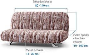 Bielastické potahy OCEANO NOVÉ hnědo-vínové dvojkřeslo s dřevěnými rukojeťmi (š. 80 - 140 cm)
