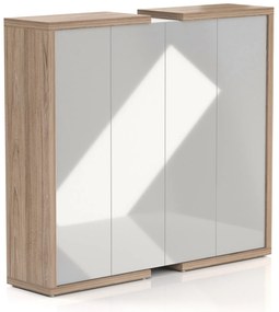 NABYTEK-DESIGNOVY.CZ - DL5215UA - Manažerská skříň SOLID, 4 dvéřová, půlená (5 pater polic a věšáky), výška 187,6cm, délka 211,2cm, jilm royal/bílá