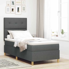 Postel s boxspringem s čelo Tmavě šedá 90 x 190 cm textil 3339582
