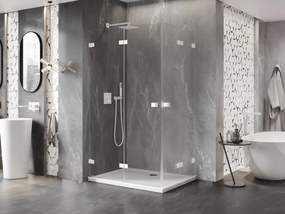 Mexen Lunar-F Duo, skládací sprchový kout 75 x 70 cm, 8mm čiré sklo, bílý profil, 836-075L-070P-20-00