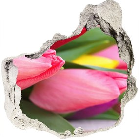 Wallmuralia Samolepící díra na stěnu Barevné tulipány 75x75 cm
