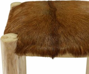 Barová stolička kozí kůže a masivní teak 244544
