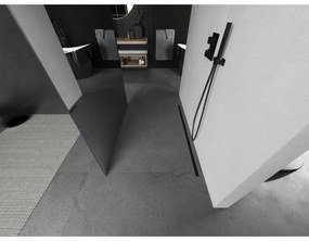 Mexen Kioto, sprchová zástěna Walk-In 110 x 200 cm, 8mm sklo vzor zrcadlo, grafitový profil, 800-110-002-95-50