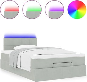 Osmanská postel s matrací &amp; LED světle šedá 120x190cm samet 3312608