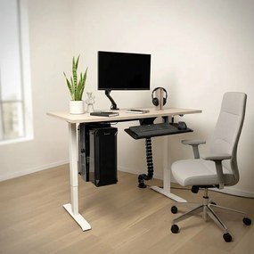 Výškově nastavitelný stůl OfficeTech A, 120 x 80 cm, šedá podnož, dub