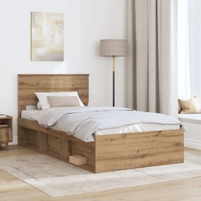 Rám postele Umělecký dub 100 x 200 cm Masivní borové dřevo 3410644