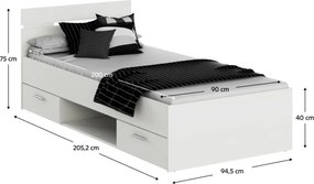 Postel MICHIGAN NEW 90x200, bílá Kondela 0000338751