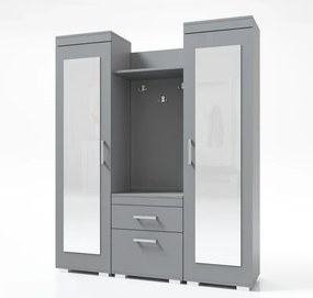 Předsíňová stěna PS24 XL policová, šedá (úchyt 3/stříbrné/+police)