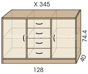 Policová komoda se zásuvkami JIM 5 X 345