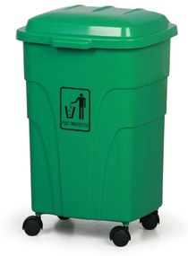 Plastový odpadkový koš na třídění odpadu, na kolečkách, 70 litrů, zelený