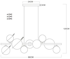 Globo 56135-9H - LED Lustr na lanku RIHA 9xG9/3W/230V mosaz
